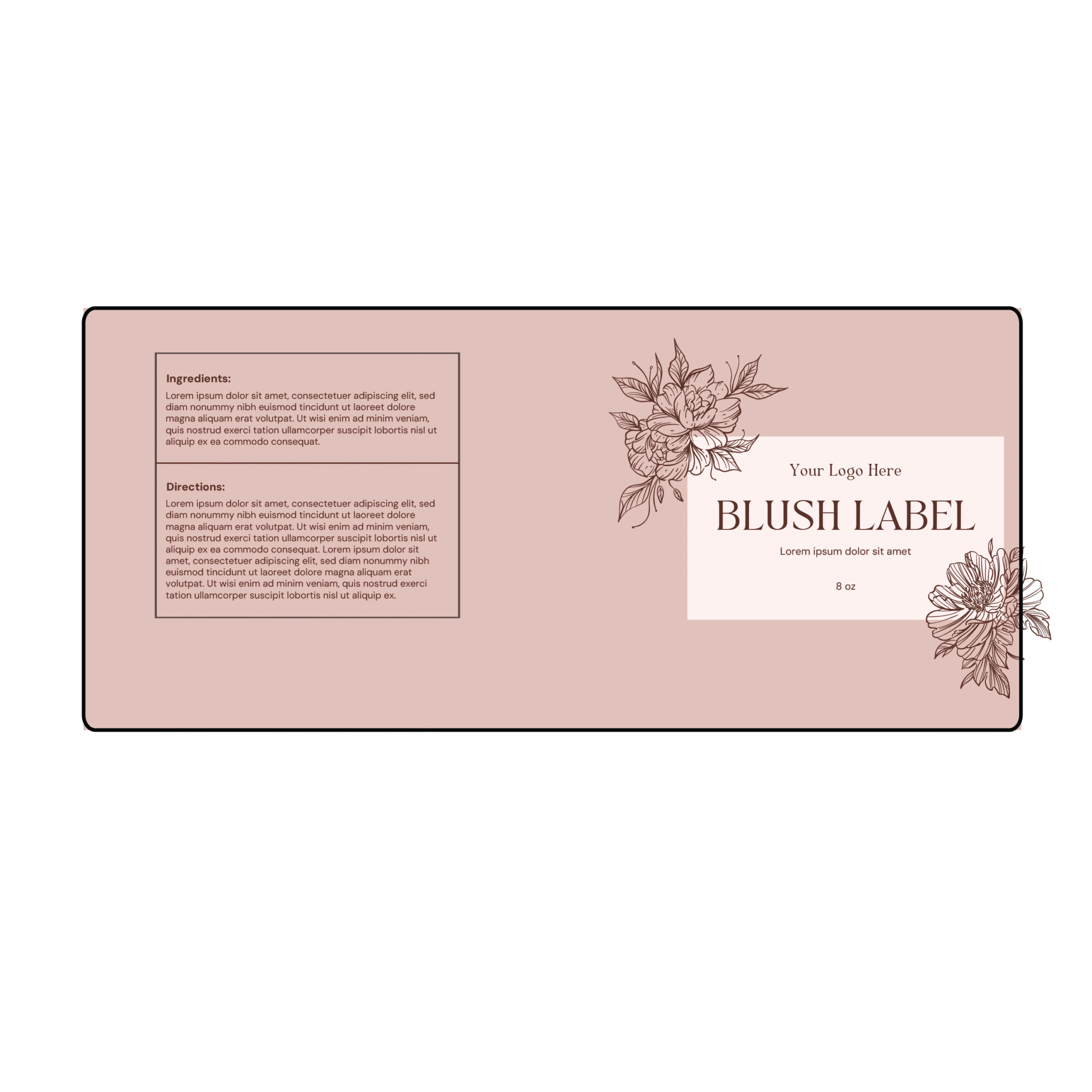 Blush Label Template - Cosmetic Labs Canada
